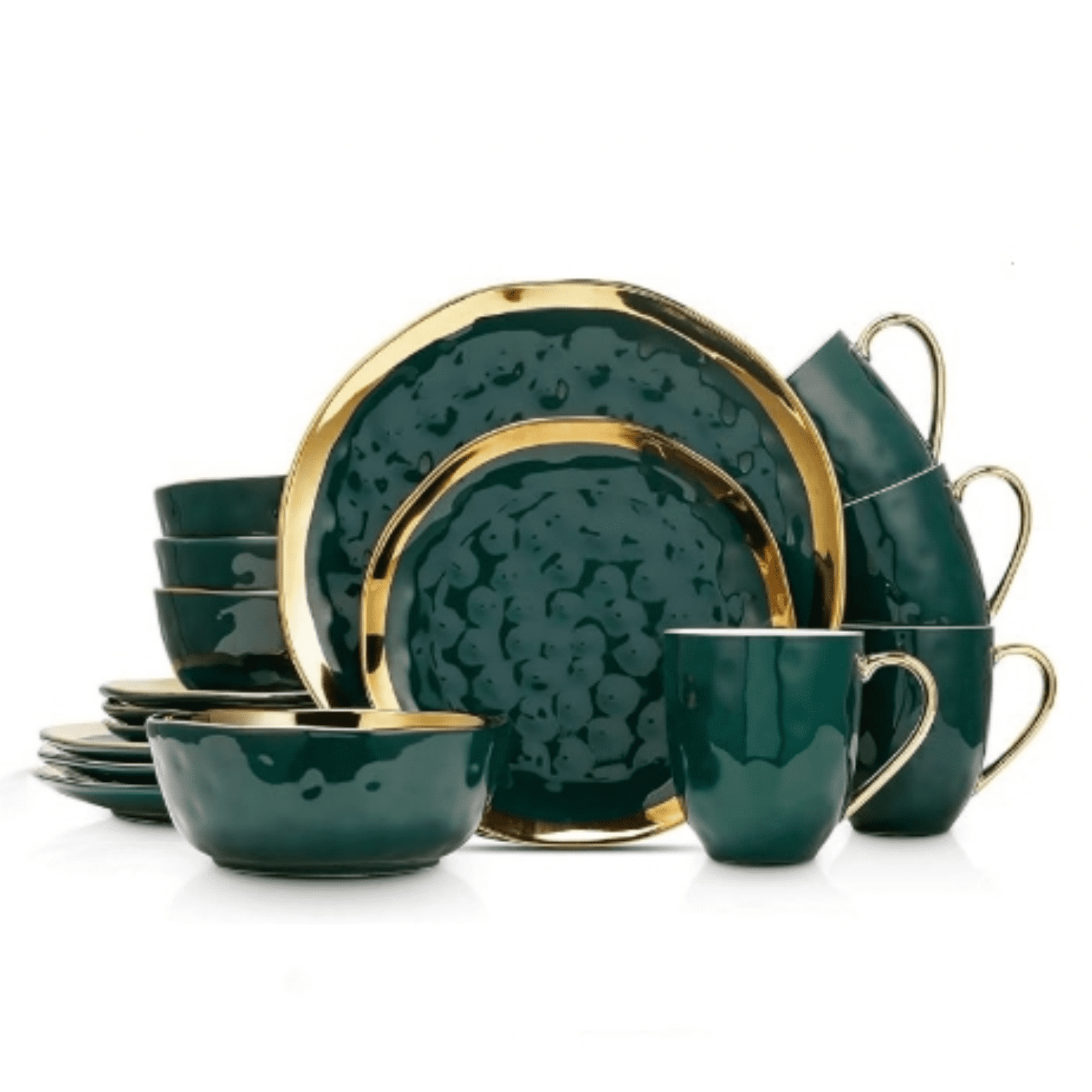 Florian Modern Porcelain 16 Piece Dinnerware Set, Plates and Bowls Set ...