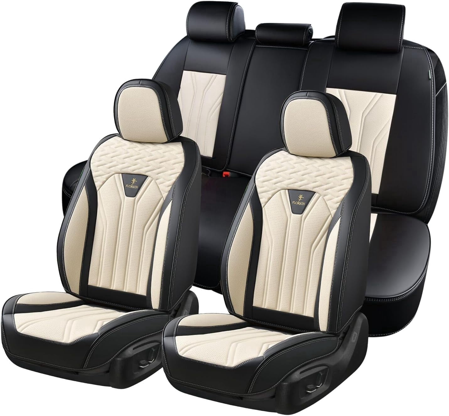 FLORICH Car Seat Covers Full Set, Comfortable Faux Leather Seat ...