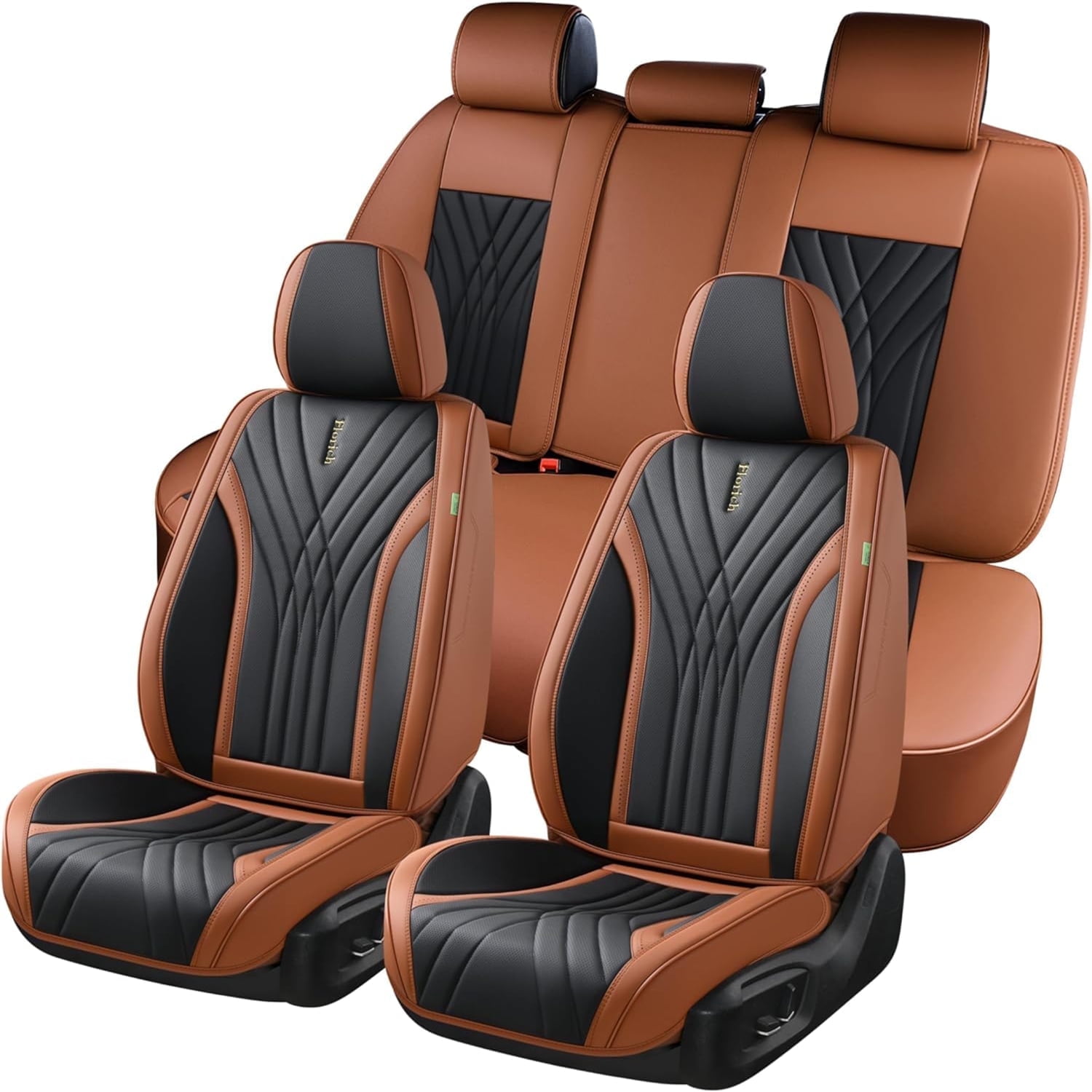 Florich Car Seat Covers Full Set, Luxury Design Front and Rear Seat ...