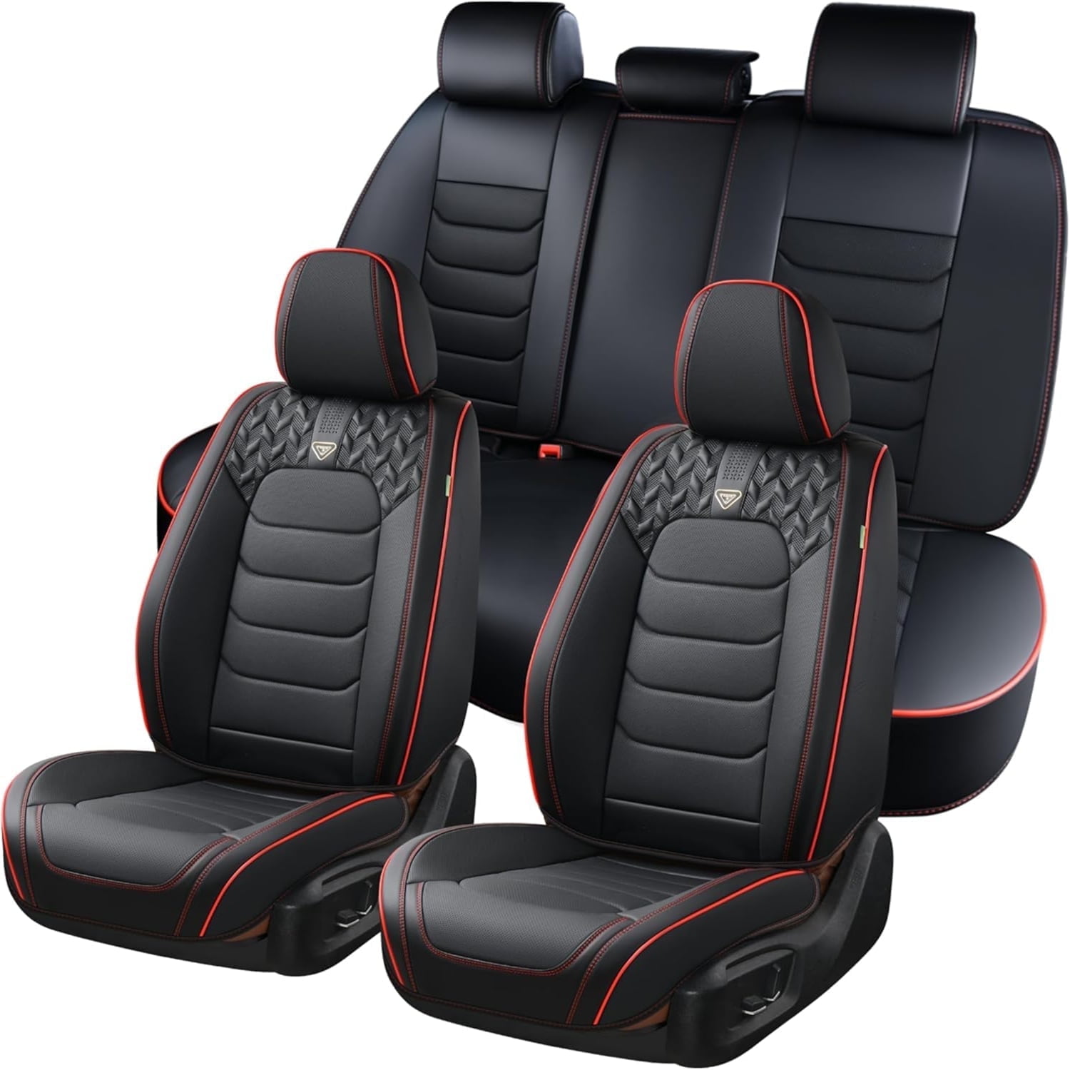 Florich Full Set Seat Covers, Waterproof Faux Leather Seat Protectors ...