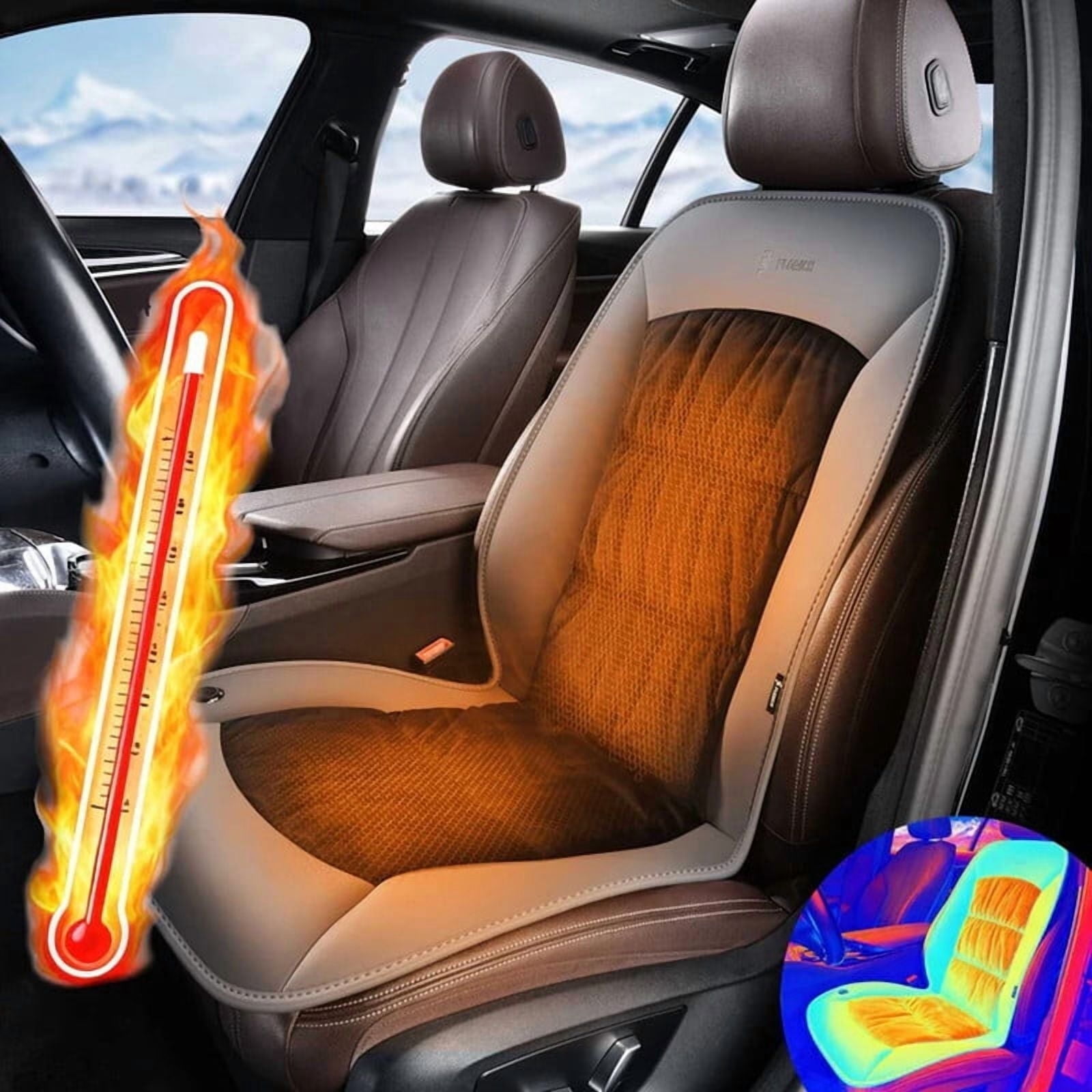 FLORICH Heated Seat Cocvers, Faux Leather & Super Soft Plush Car Seat ...