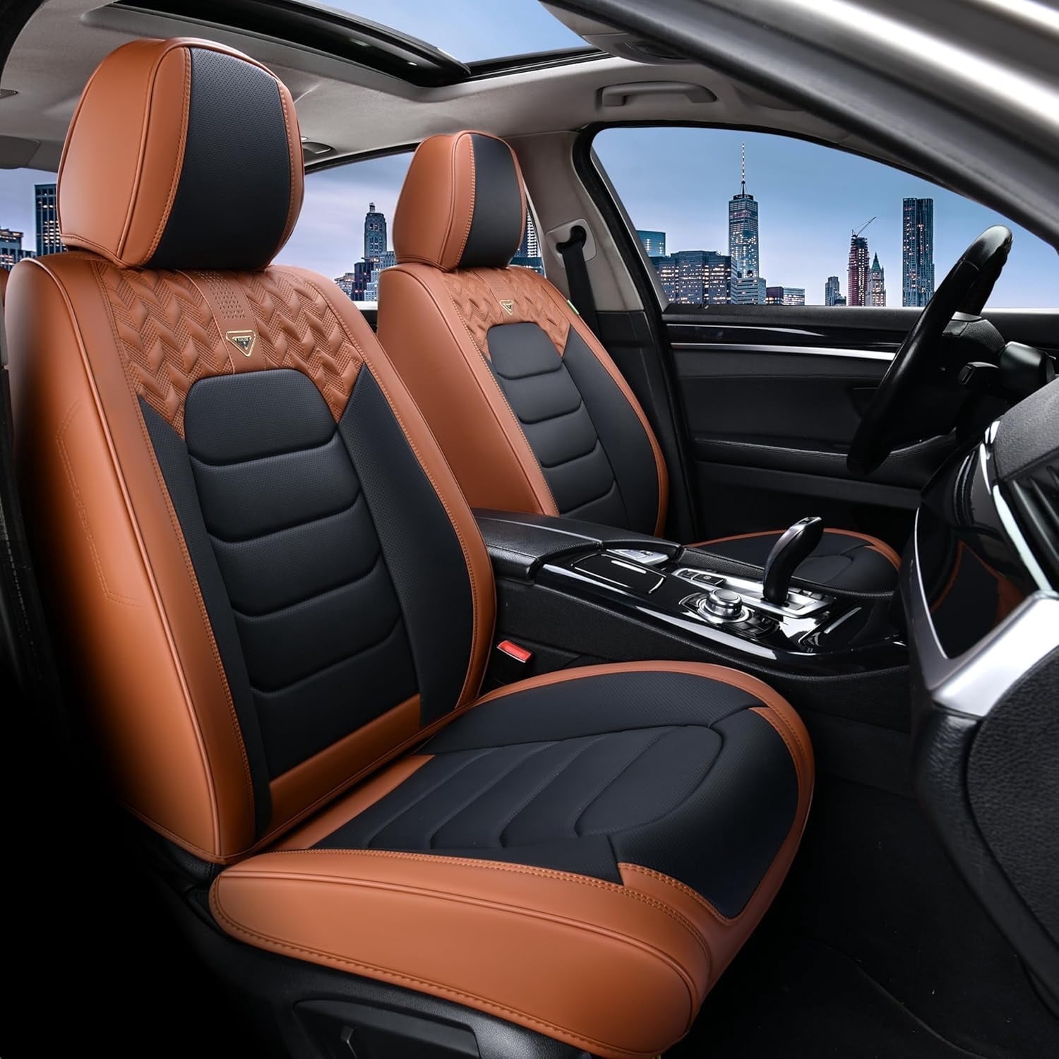 Florich Seat Covers Front Pair, Waterproof Faux Leather Seat Protectors ...