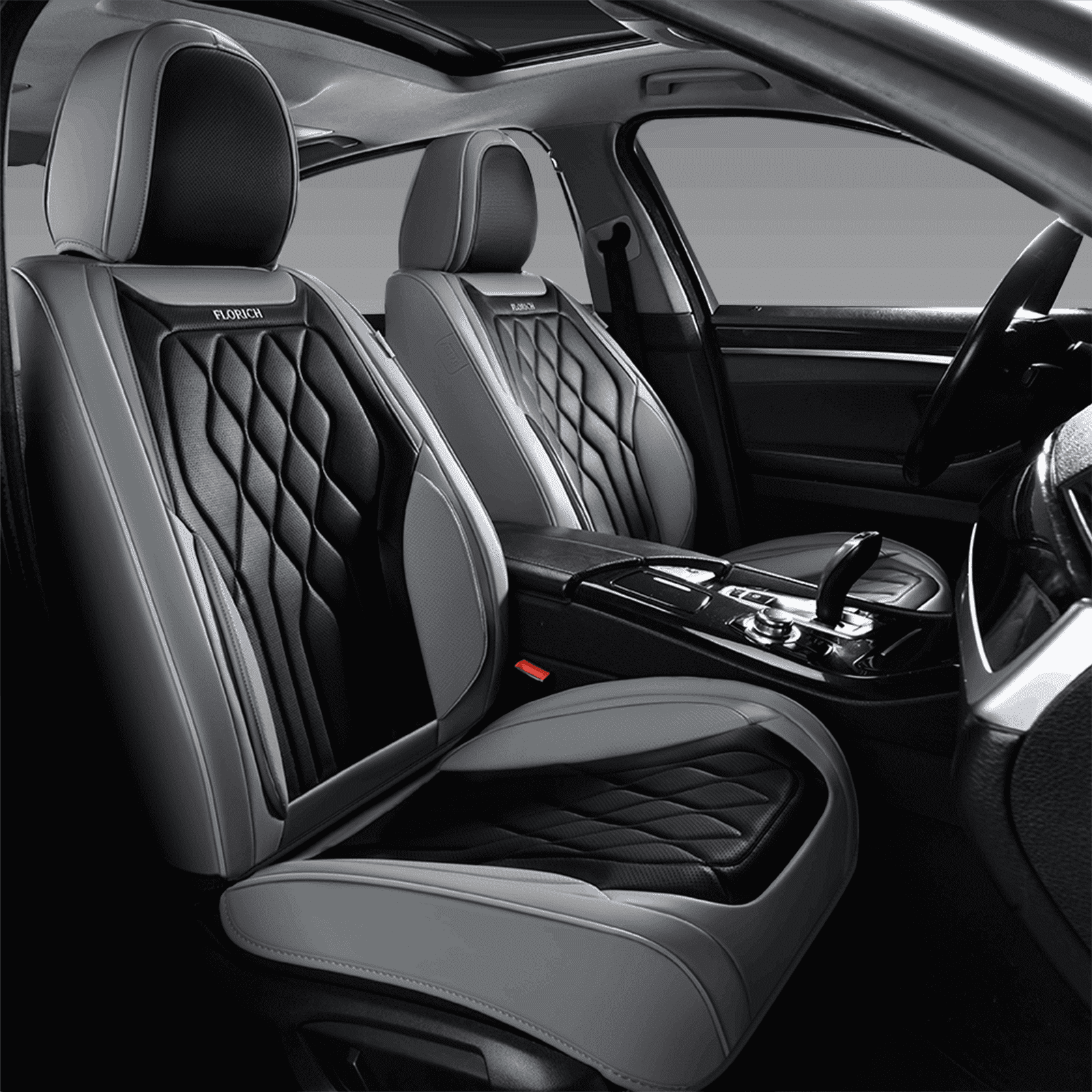 Florich Universal Car Seat Covers Front Pair, Waterproof Faux Leather ...