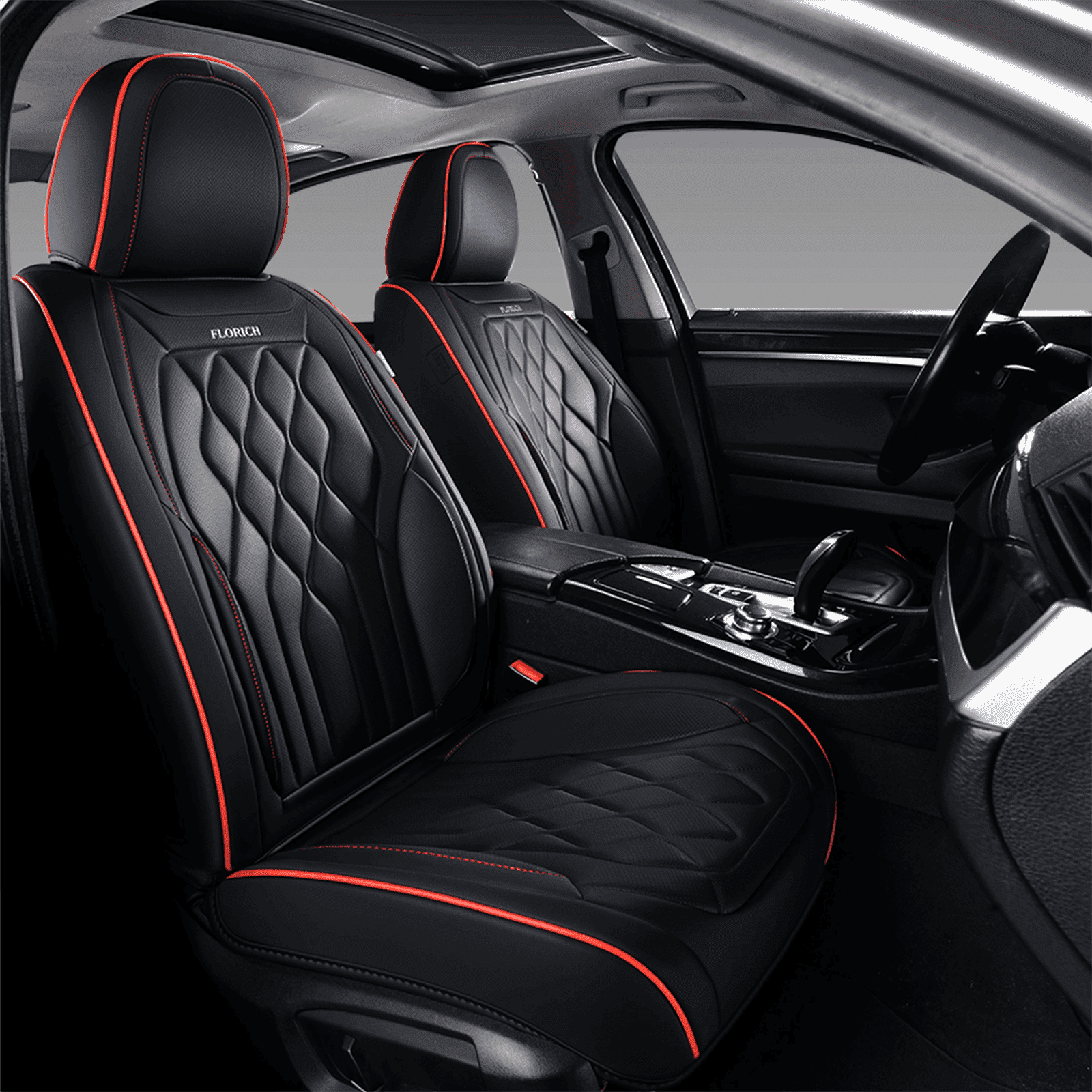 Florich Universal Car Seat Covers Front Pair, Waterproof Faux Leather ...