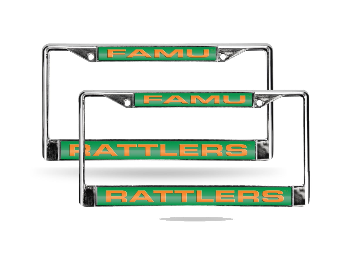 Florida A&M FAMU Rattlers Chrome Metal Laser License Plate Frame - Set ...