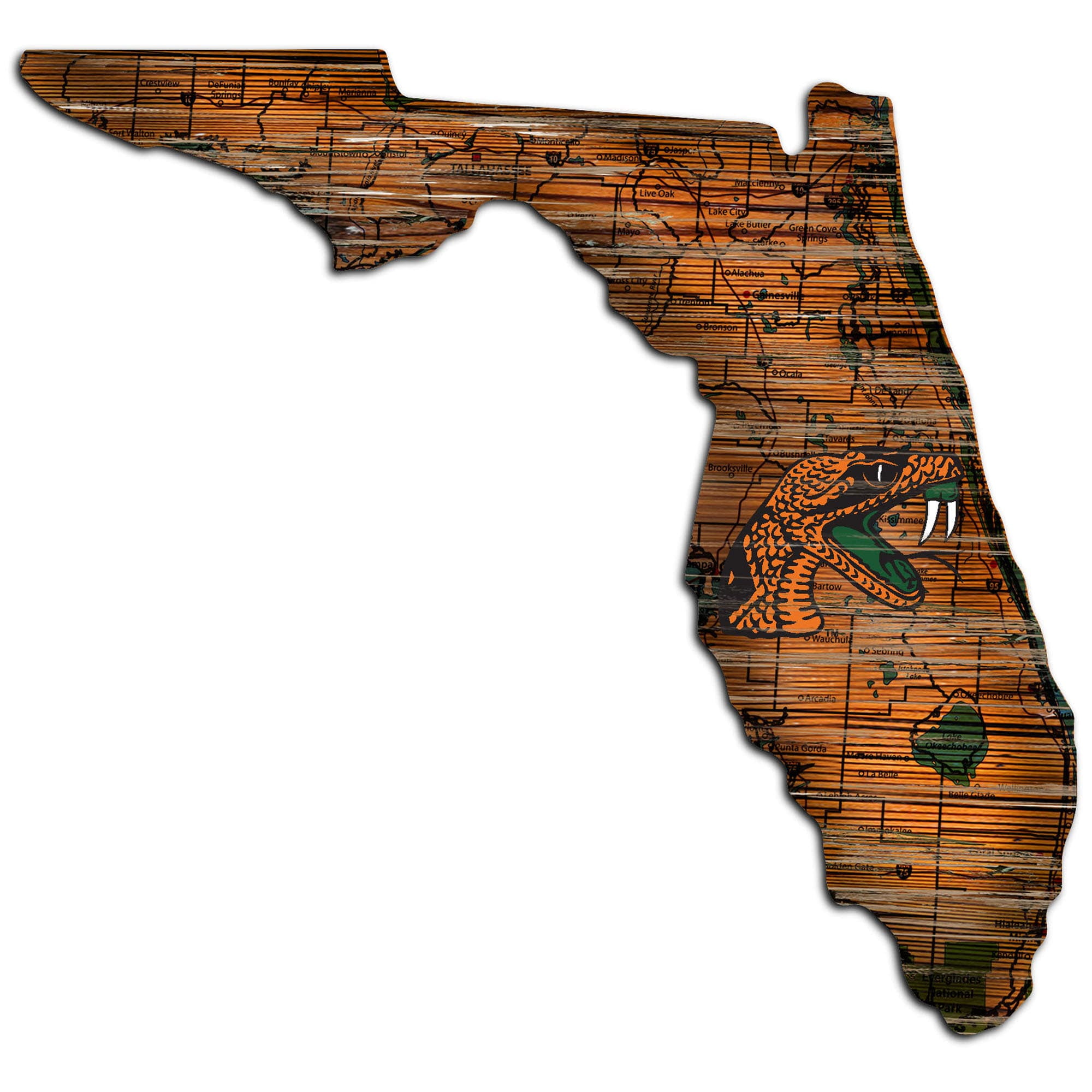 Florida A&M Rattlers 24'' x 24'' State Shaped Logo Sign - Walmart.com
