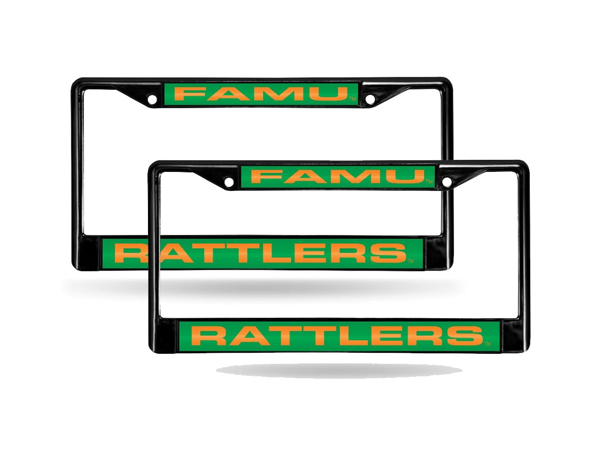 Florida A&M Rattlers FAMU Black Metal Laser License Plate Frame - Set ...
