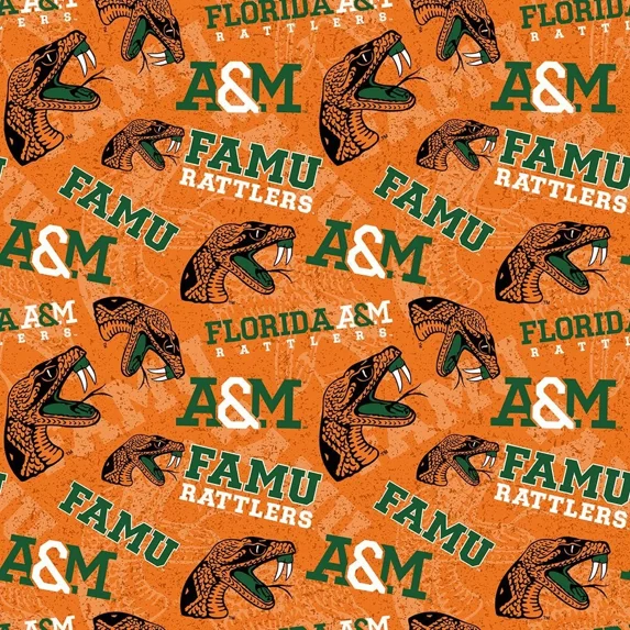 Florida A&M Rattlers Famu Cotton Fabric Tone On Tone Print-By The Yard ...