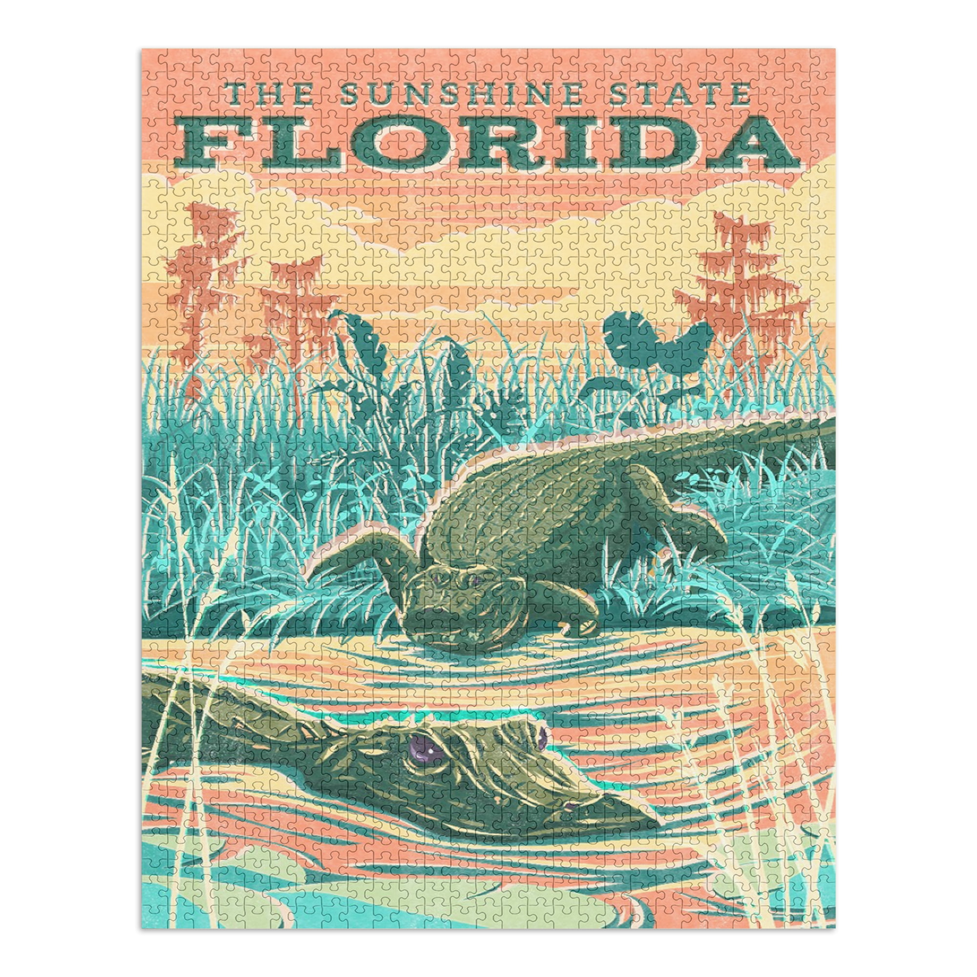 Florida, Alligator Vintage Print Press, The Sunshine State (1000 Piece ...
