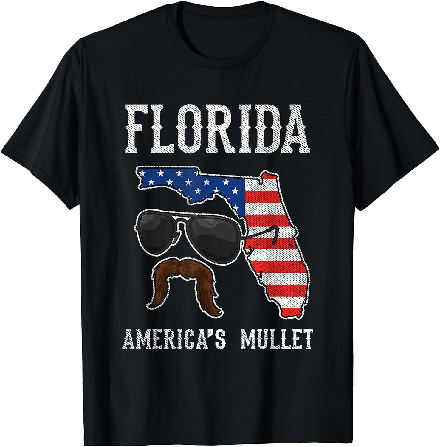 Florida America's Mullet Funny Patriotic American Flag T-Shirt ...