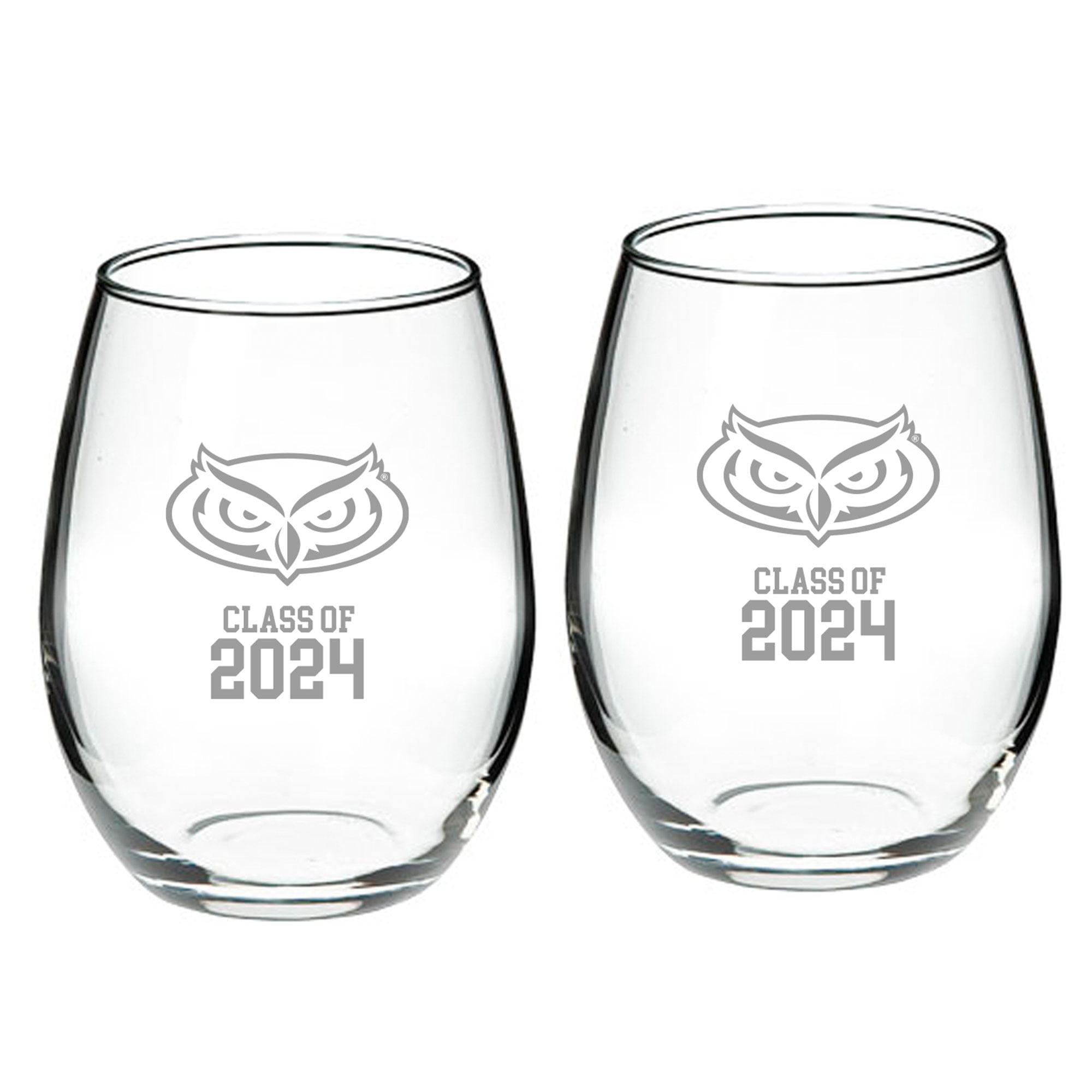 Florida Atlantic Owls Class Of 2024 Two Piece 21oz Stemless Wine Glass
