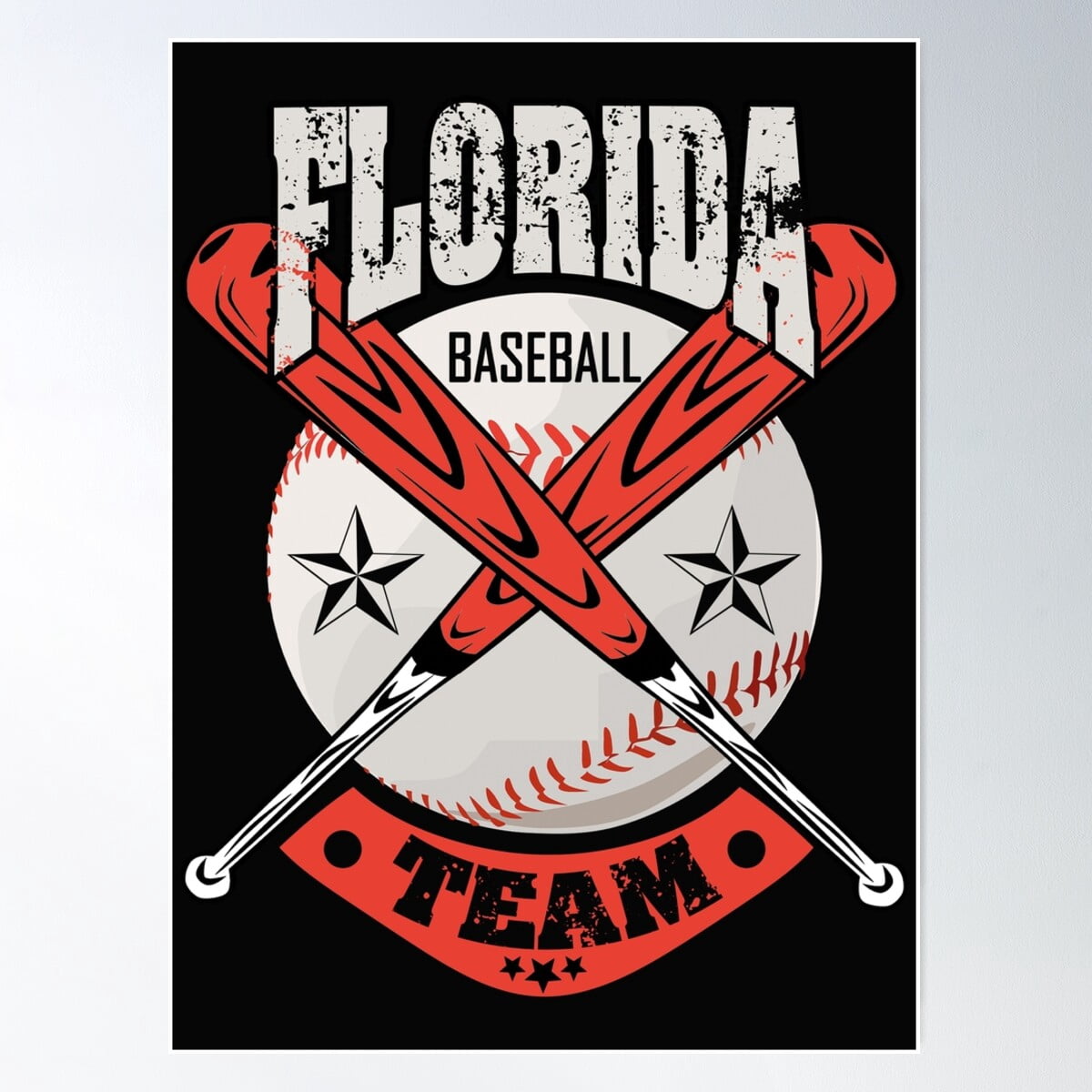 Florida Baseball Team Poster Wall Art, Modern Wall Decor For Living ...