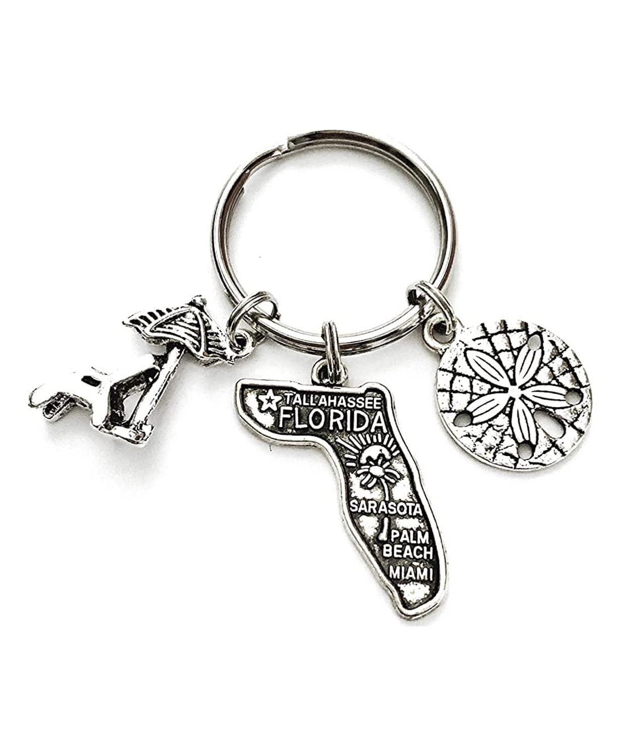 Florida Beach theme keychain. Includes State of Florida, Sand Dollar ...