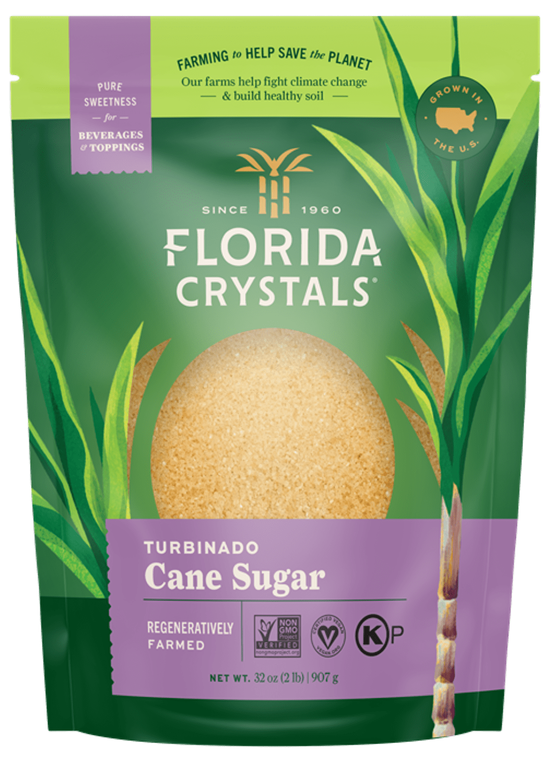 Florida Crystals Turbinado Cane Sugar, Non GMO, Allergen-Free, 2 lb ...
