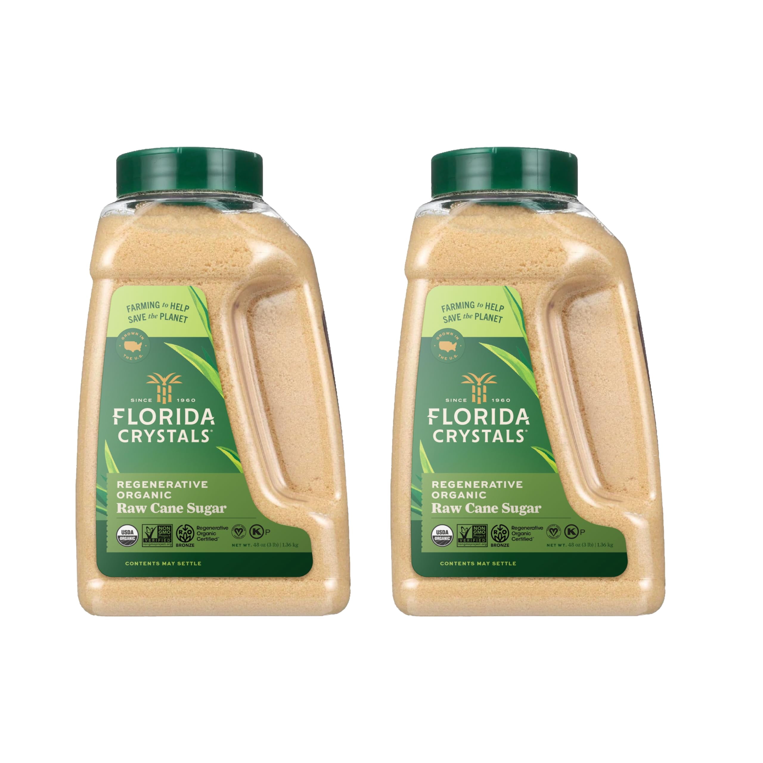 Florida Crystals, Raw Cane Sugar, DEF29, 48 oz Jug (Pack of 2 ...