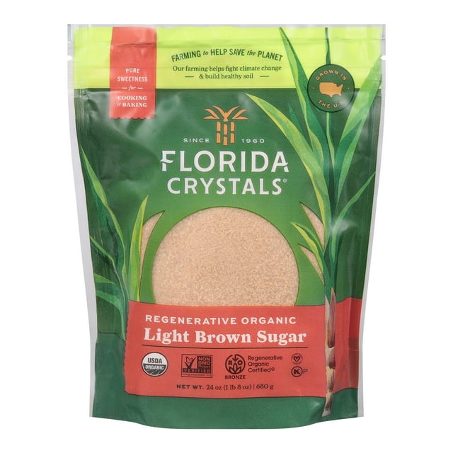 Florida Crystals Regenerative Organic Light Brown Sugar, 24 oz Pouch ...