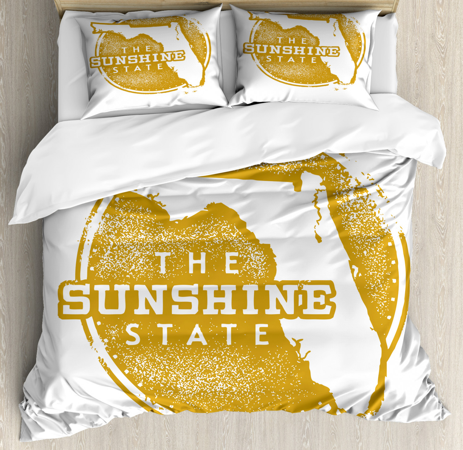 Florida Duvet Cover Set Queen Size, City Map with a Circular Design and ...