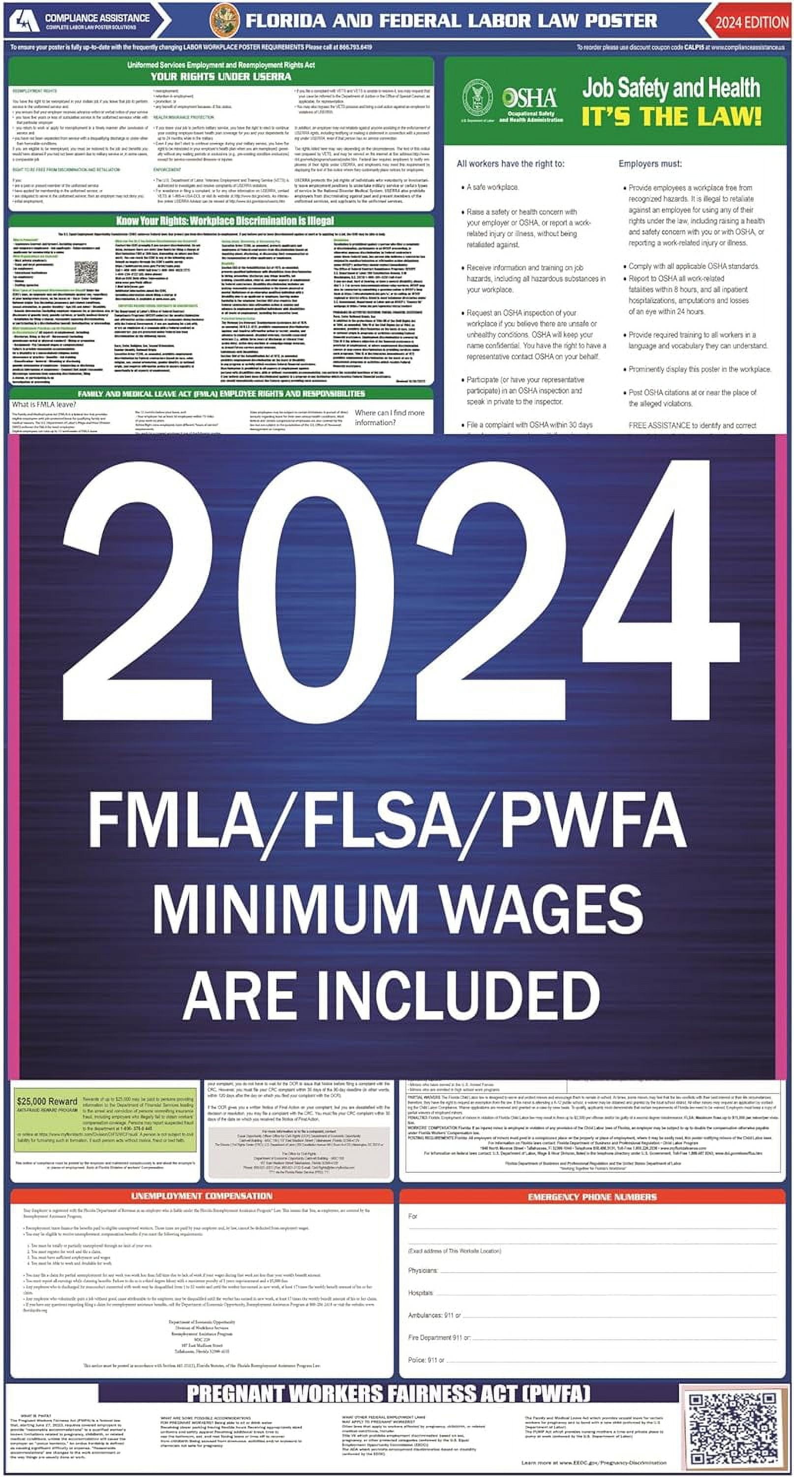 Florida (FL) 2024 State Labor Law Poster - State, Federal and OSHA ...