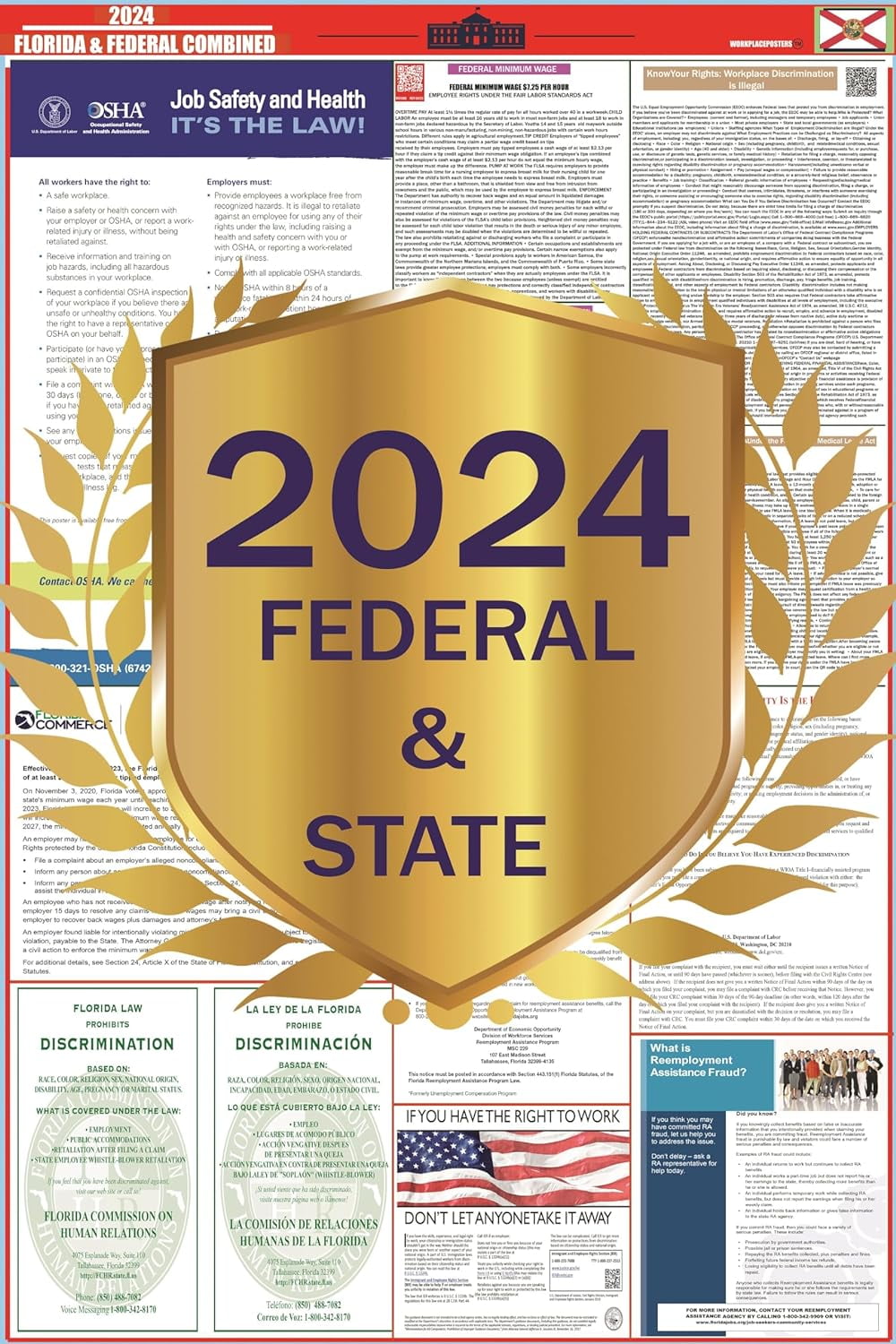 Florida (FL) 2024 State Labor Law Poster - State, Federal and OSHA ...
