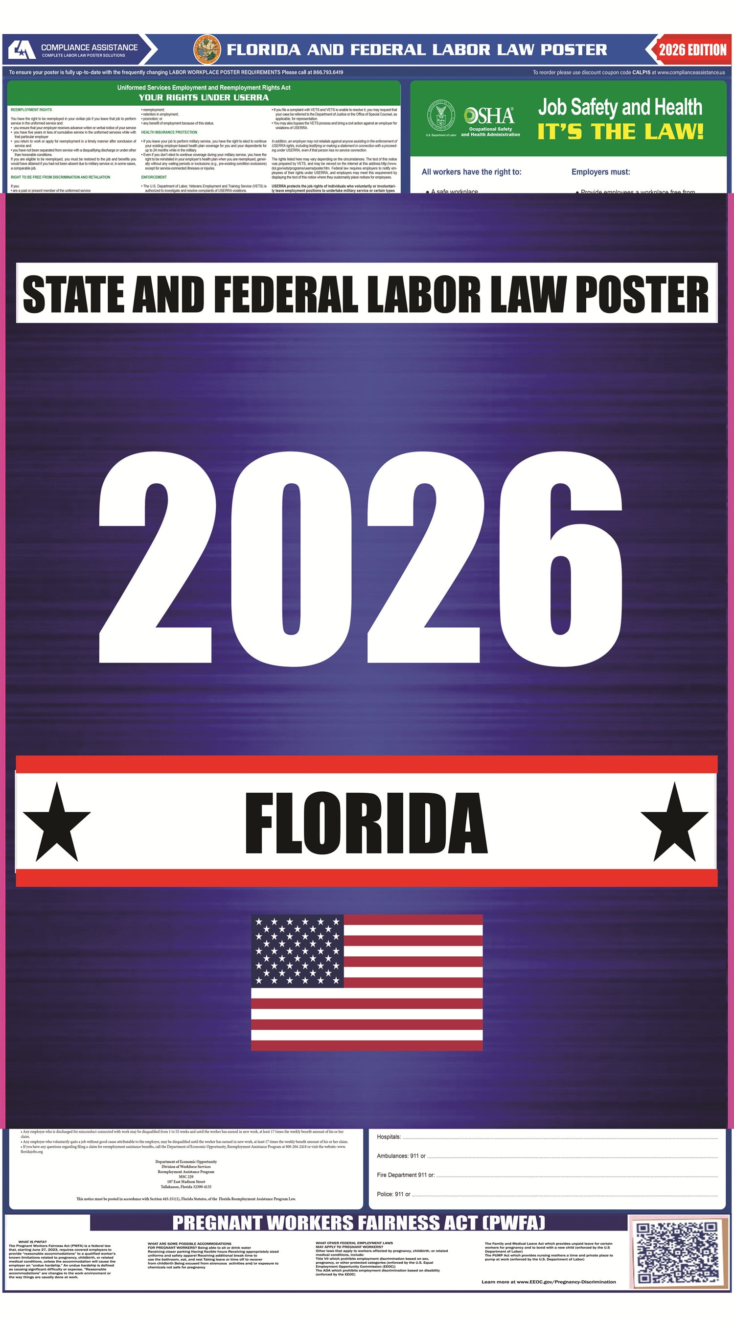 Florida (FL) 2026 State Labor Law Poster - State, Federal and OSHA ...