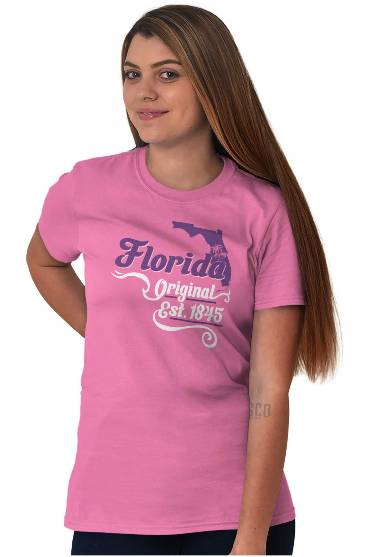 Florida FL Palms State Shape Filagree Women's Graphic T Shirt Tees ...