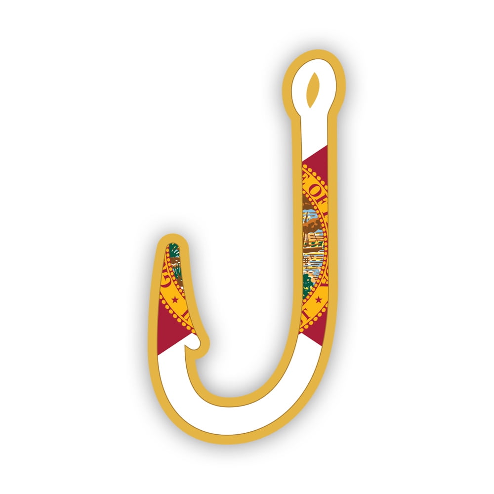 Florida Fish Hook Sticker Decal - Self Adhesive Vinyl - Weatherproof ...