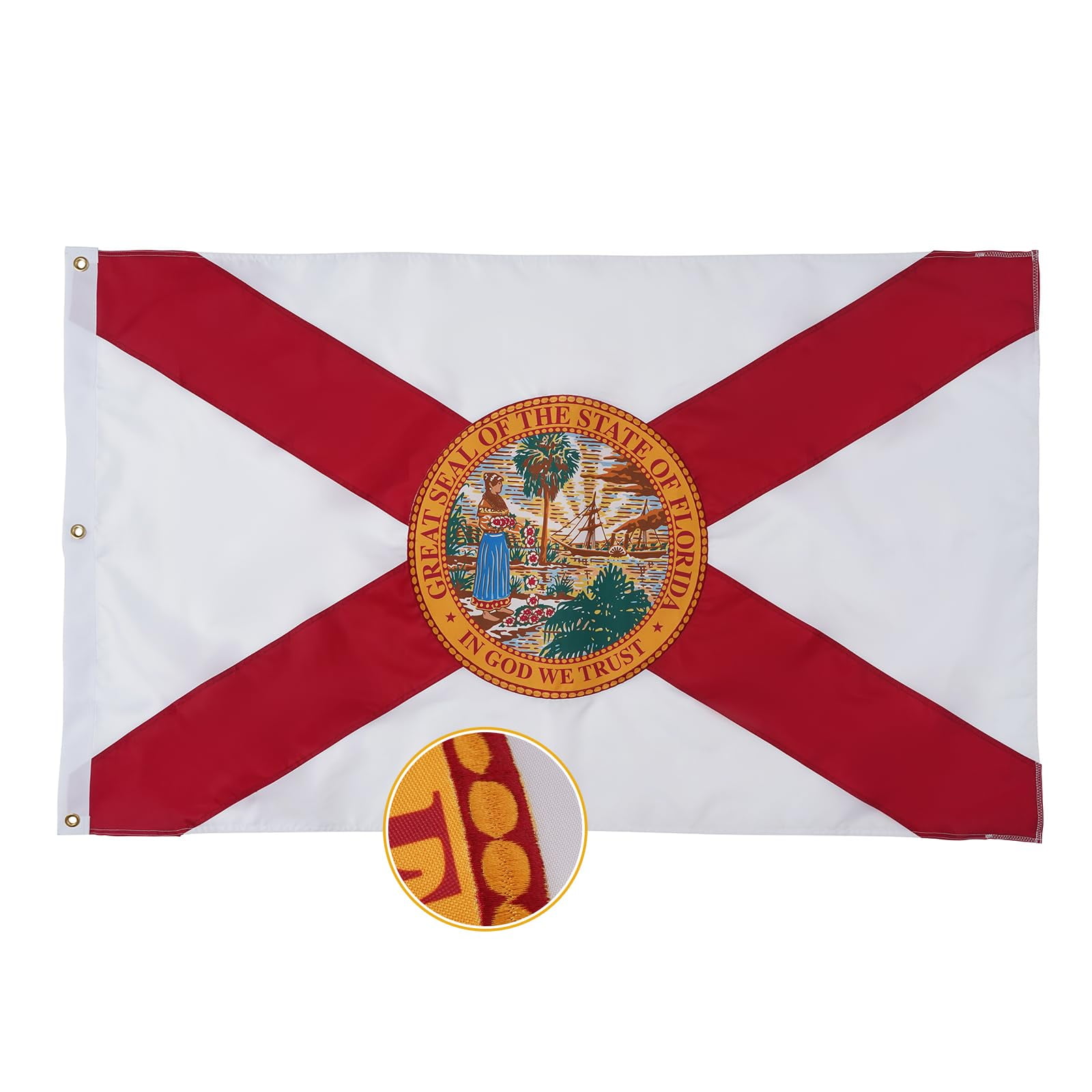 Florida Flag 5x8 Feet Made in USA Embroidery Stitching Florida State ...