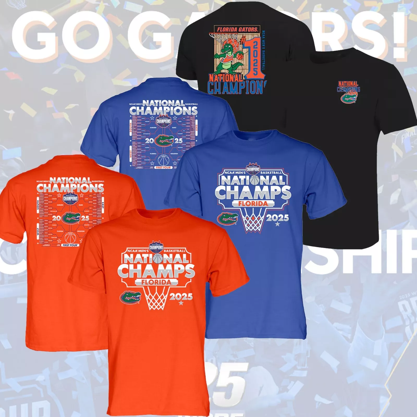 Florida G.a.t.o.r.s 2025 Men's Basketball National Champions Two Sides ...