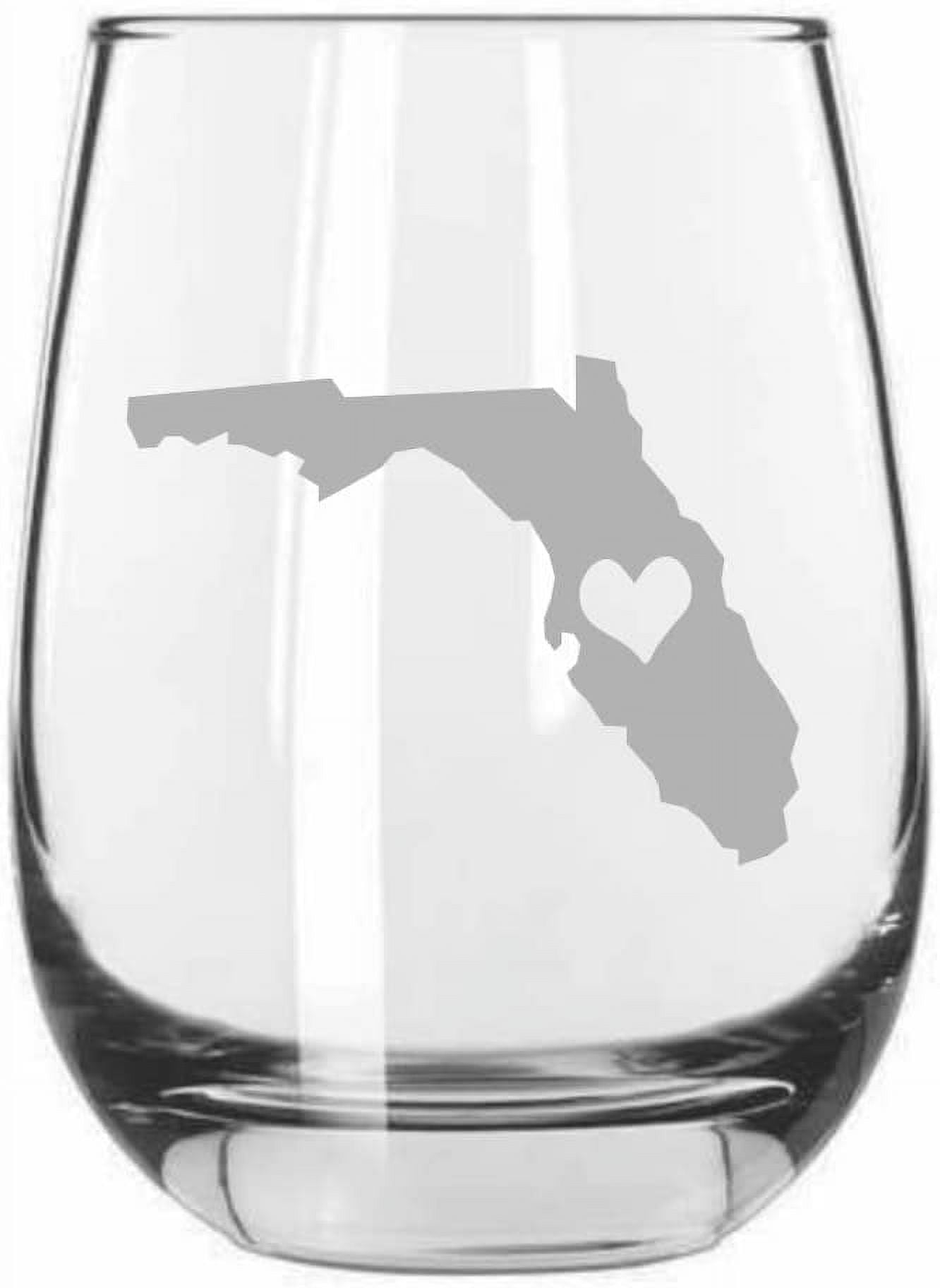 Florida Heart States Etched 15.25oz Libbey Stemless Wine Glass ...