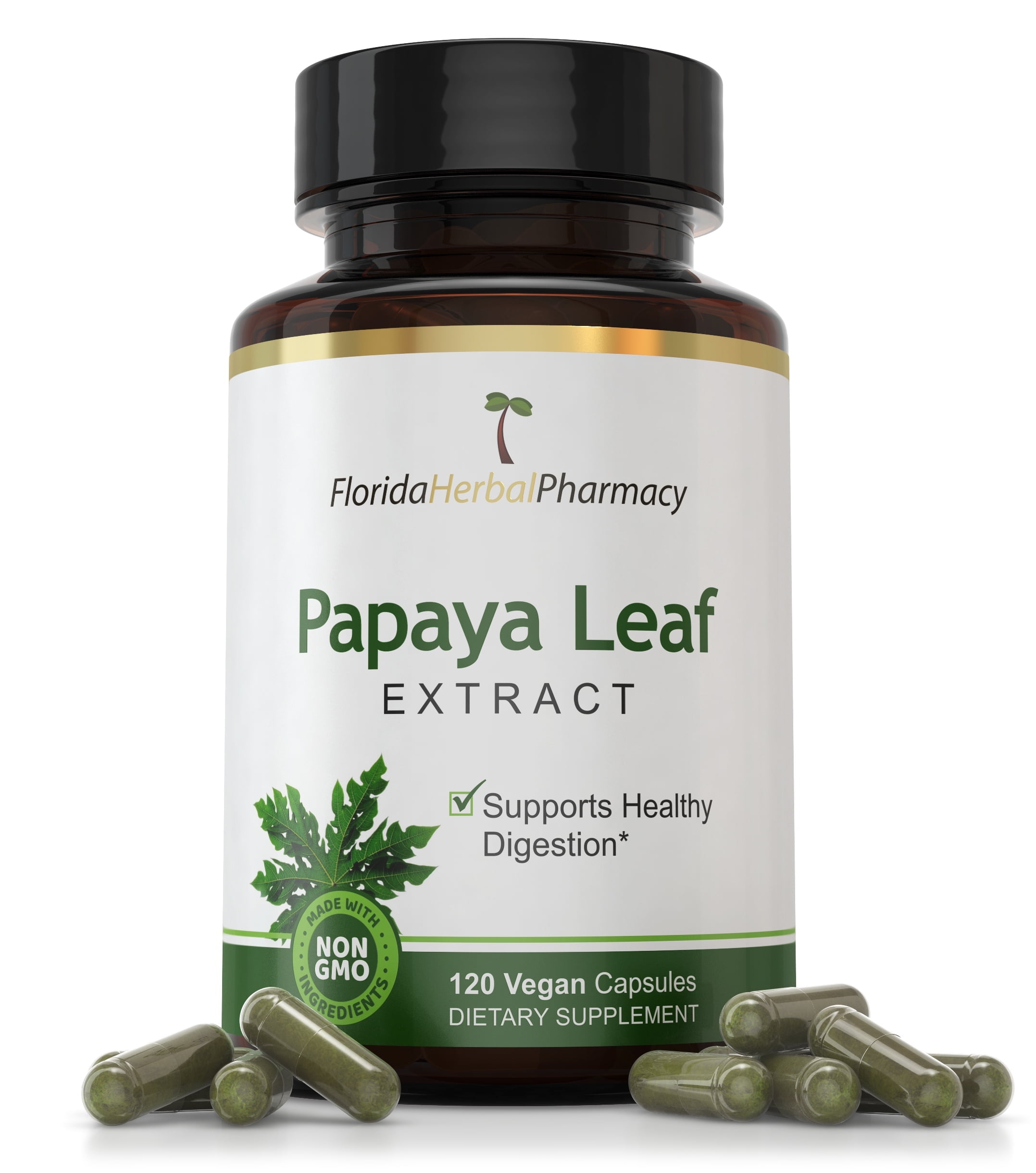 Florida Herbal Pharmacy Papaya Leaf Extract Supplement Pills, 10:1, 120 Capsules - Walmart.com