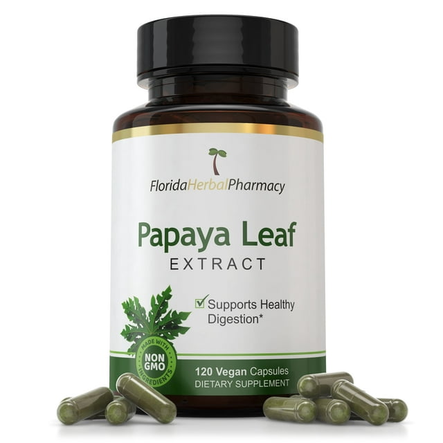 Florida Herbal Pharmacy Papaya Leaf Extract Supplement Pills, 10:1, 120 ...