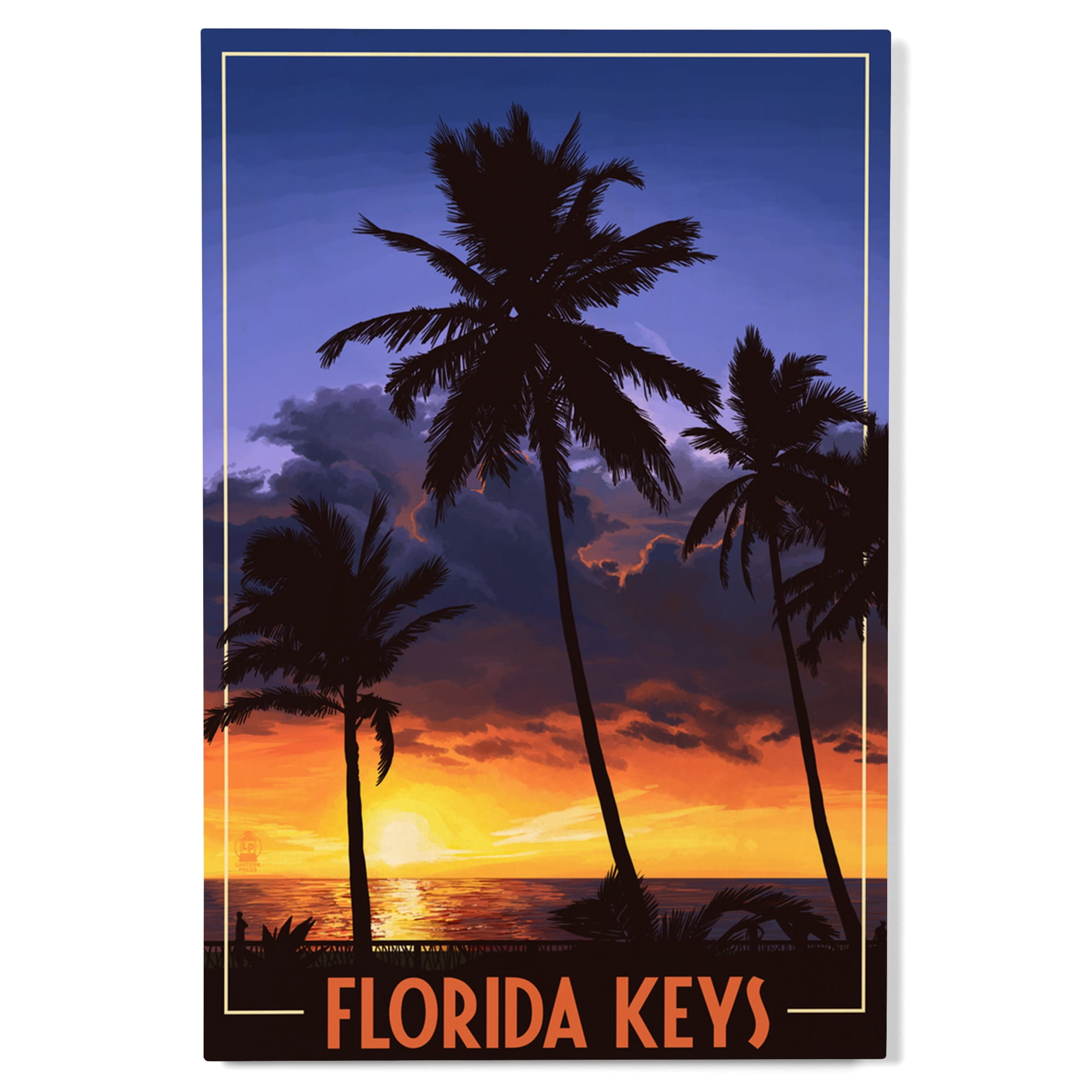 Florida Keys, Florida, Palms and Sunset Birch Wood Wall Sign (12x18 ...