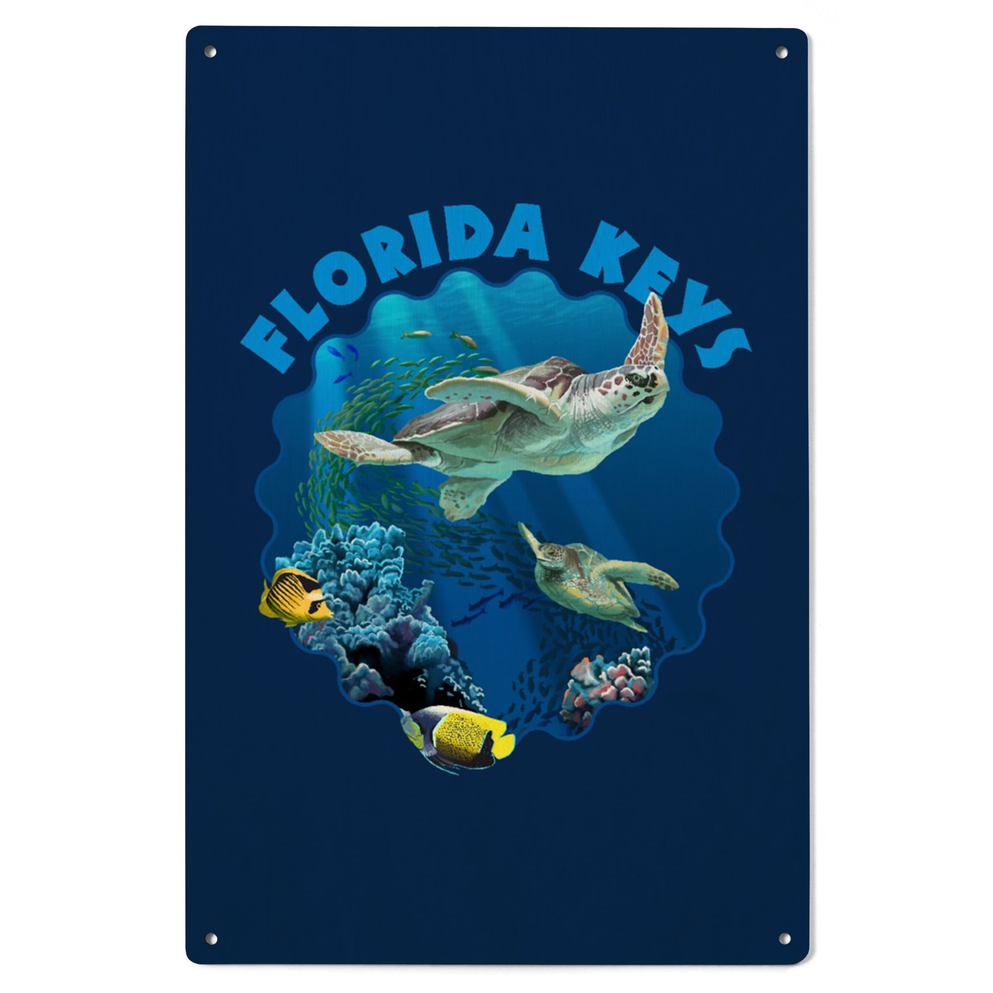 Florida Keys, Florida, Sea Turtle Swimming, Contour Birch Wood Wall ...