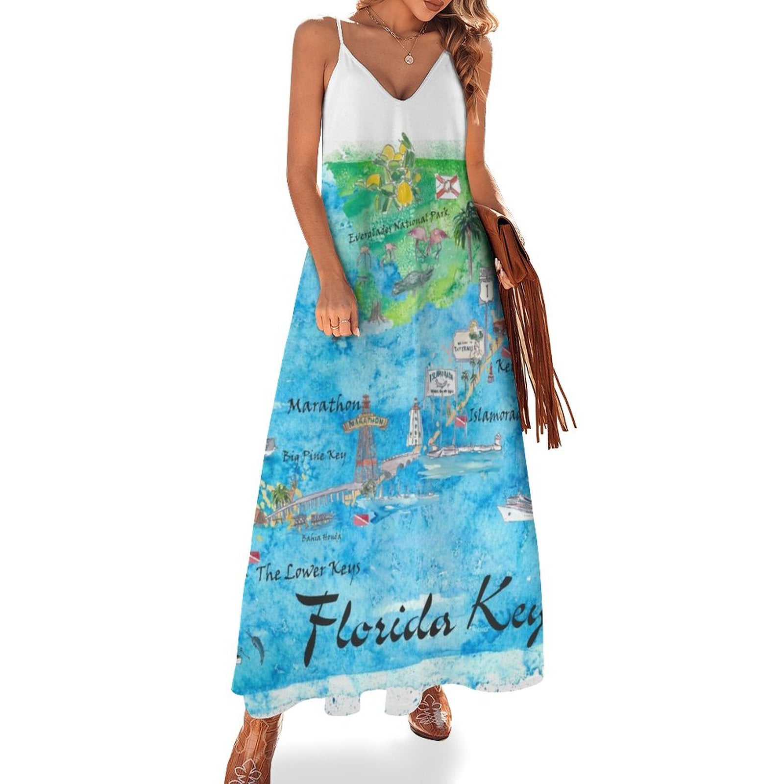 Florida Keys Key West Marathon Key Largo Illustrated Travel Poster ...