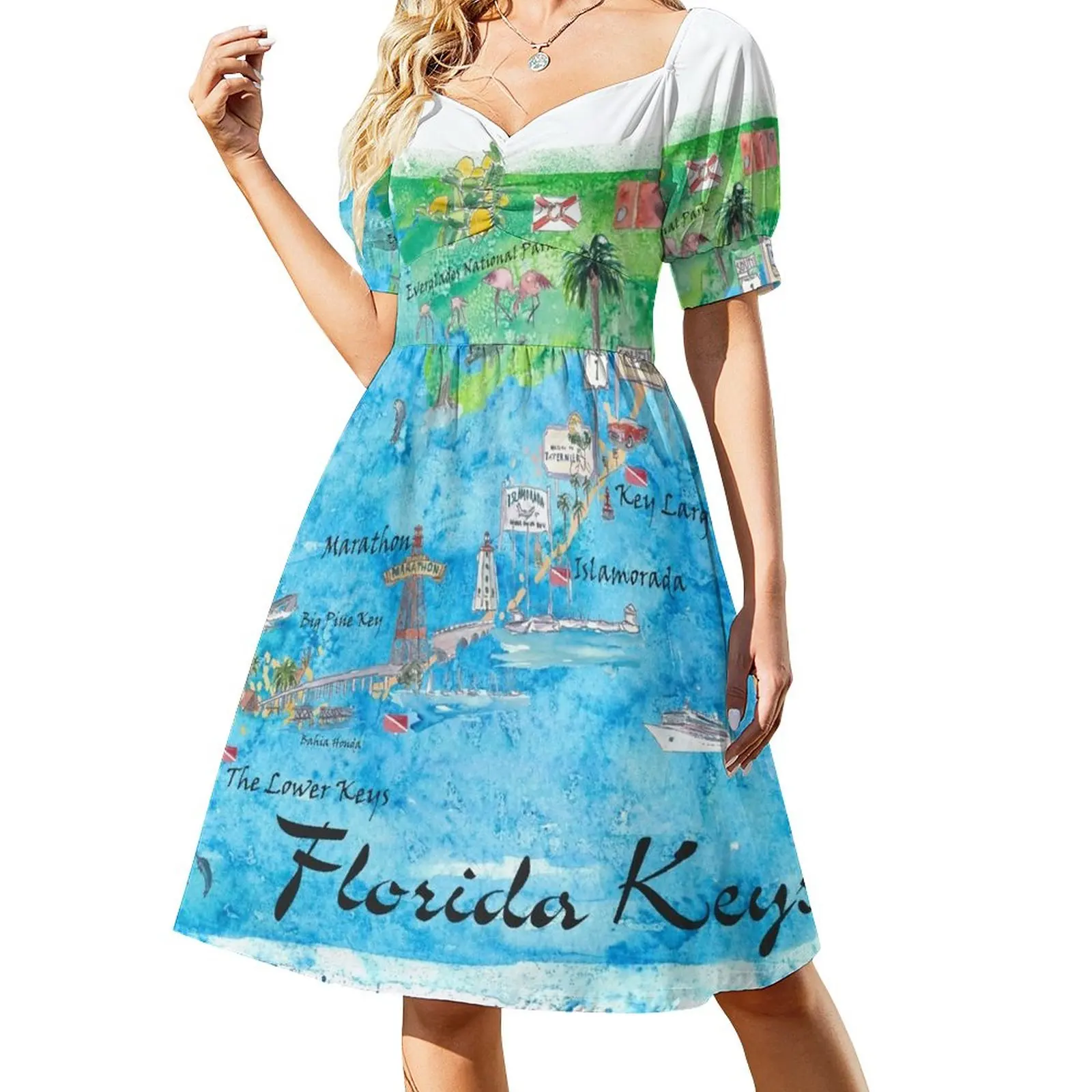 Florida Keys Key West Marathon Key Largo Illustrated Travel Poster ...