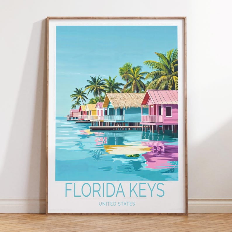 Florida Keys USA Print – Wall Art, Florida Keys Poster, Wedding Gift ...
