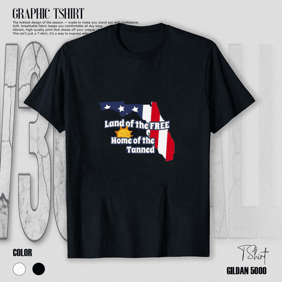 Florida Land of Free Patriotic Humor Retro State Inspired Art Unisex T ...