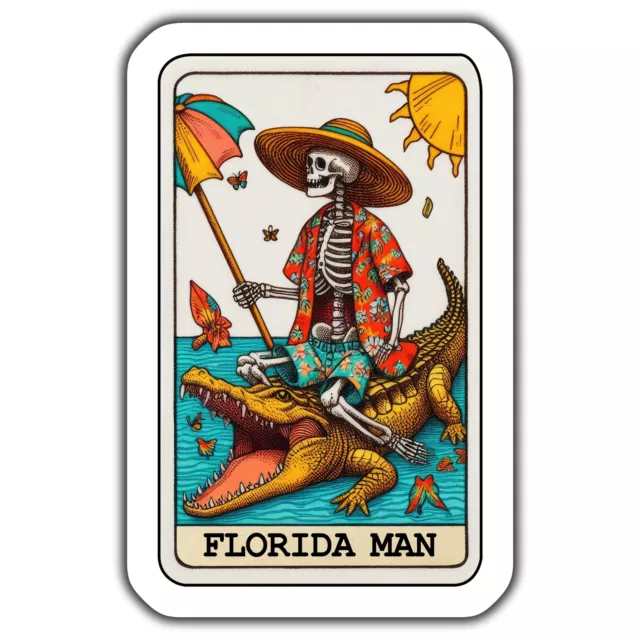 Florida Man Sticker, Skeleton Riding Alligator Sticker, Quirky ...