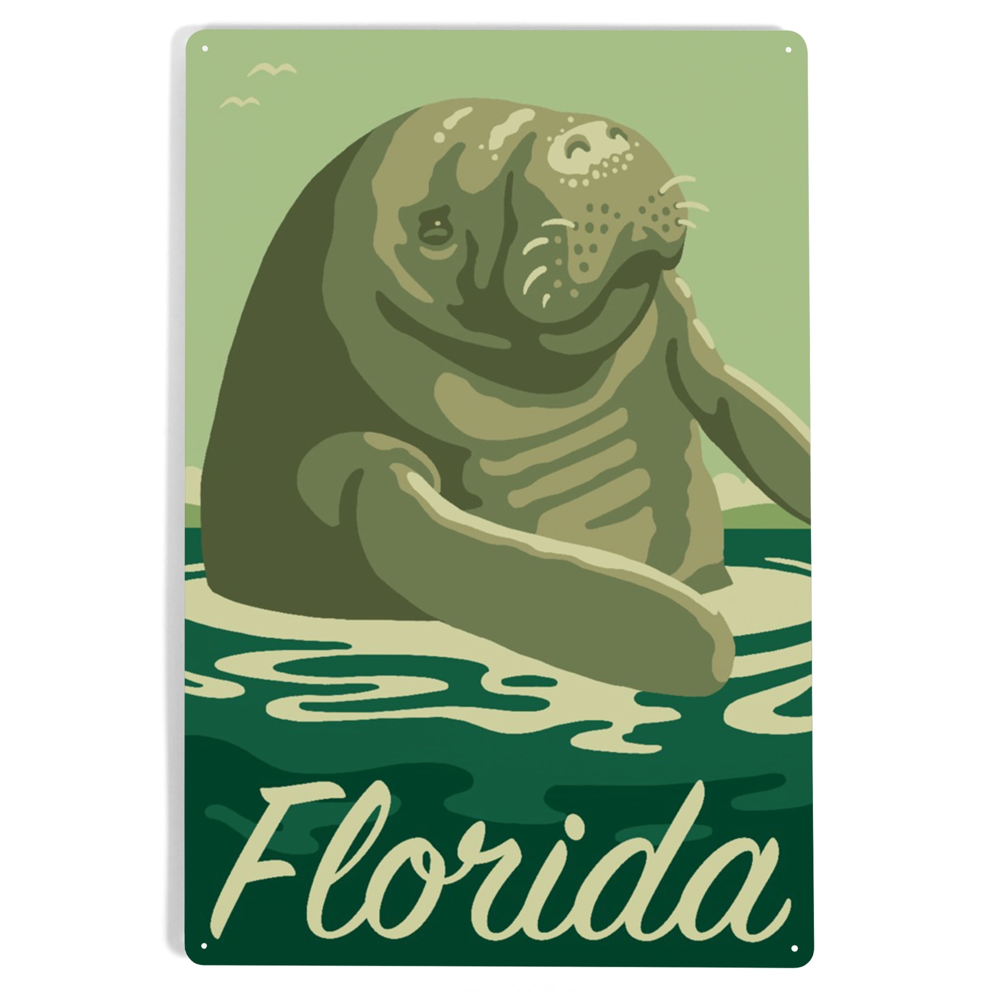 Florida, Manatee In Water (12x18 Aluminum Art, Indoor Outdoor Metal ...