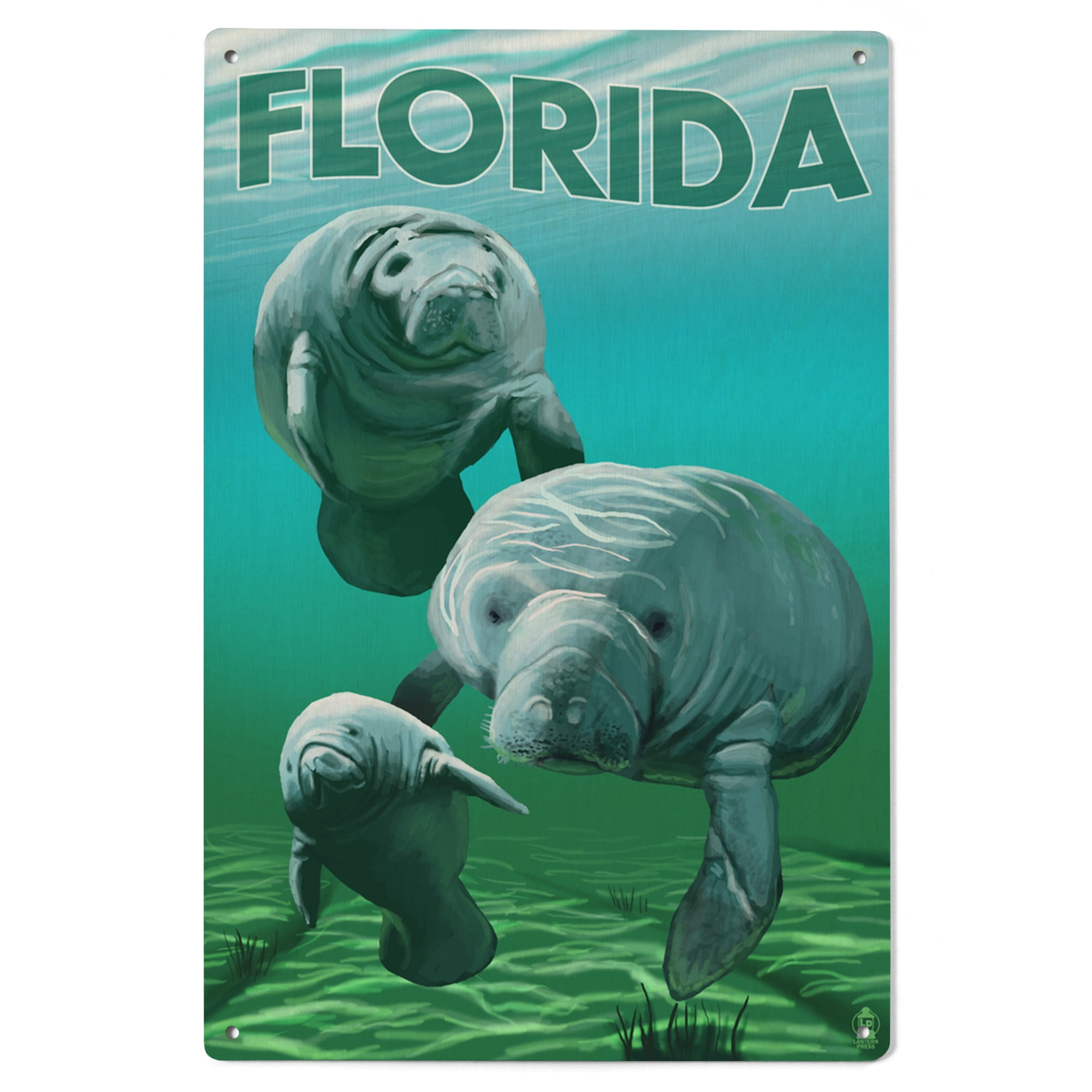 Florida, Manatees Birch Wood Wall Sign (6x9 Rustic Home Decor, Ready to ...