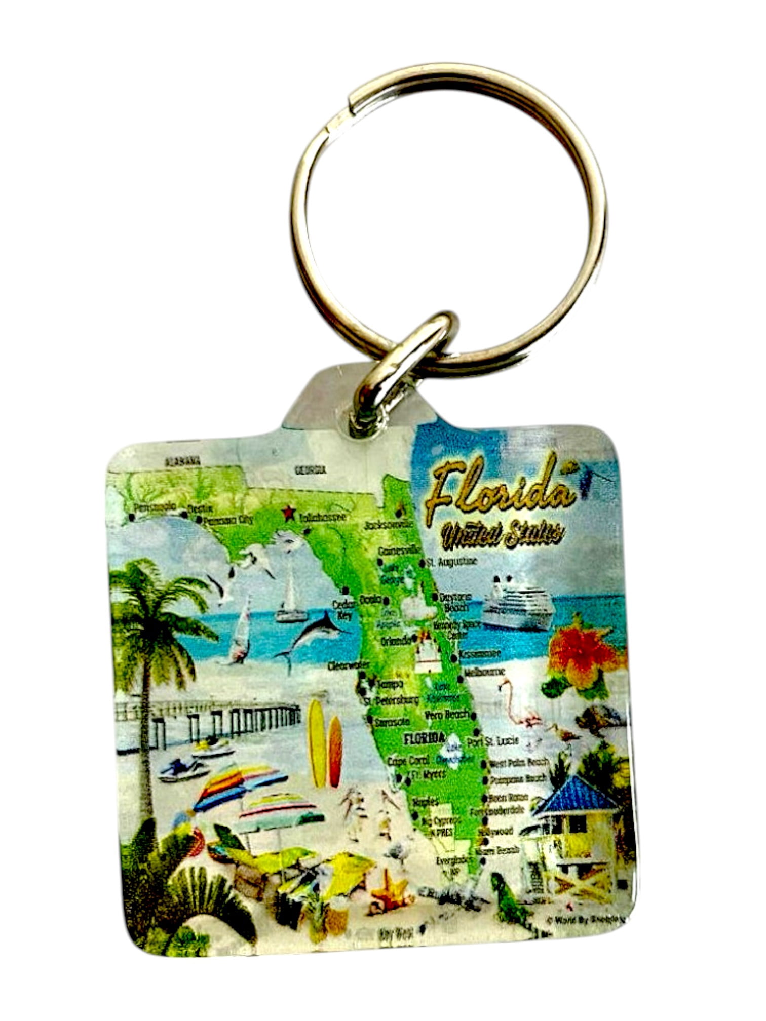 Florida Map Acrylic Square Souvenir Keychain 1.5" X 1.5" - Walmart.com