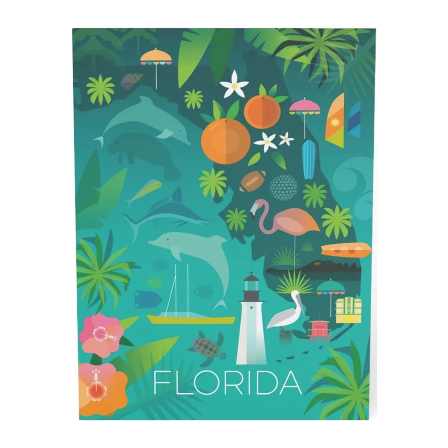 Florida Map Folded Matte Notecards + Envelopes (10pcs) - Walmart.com