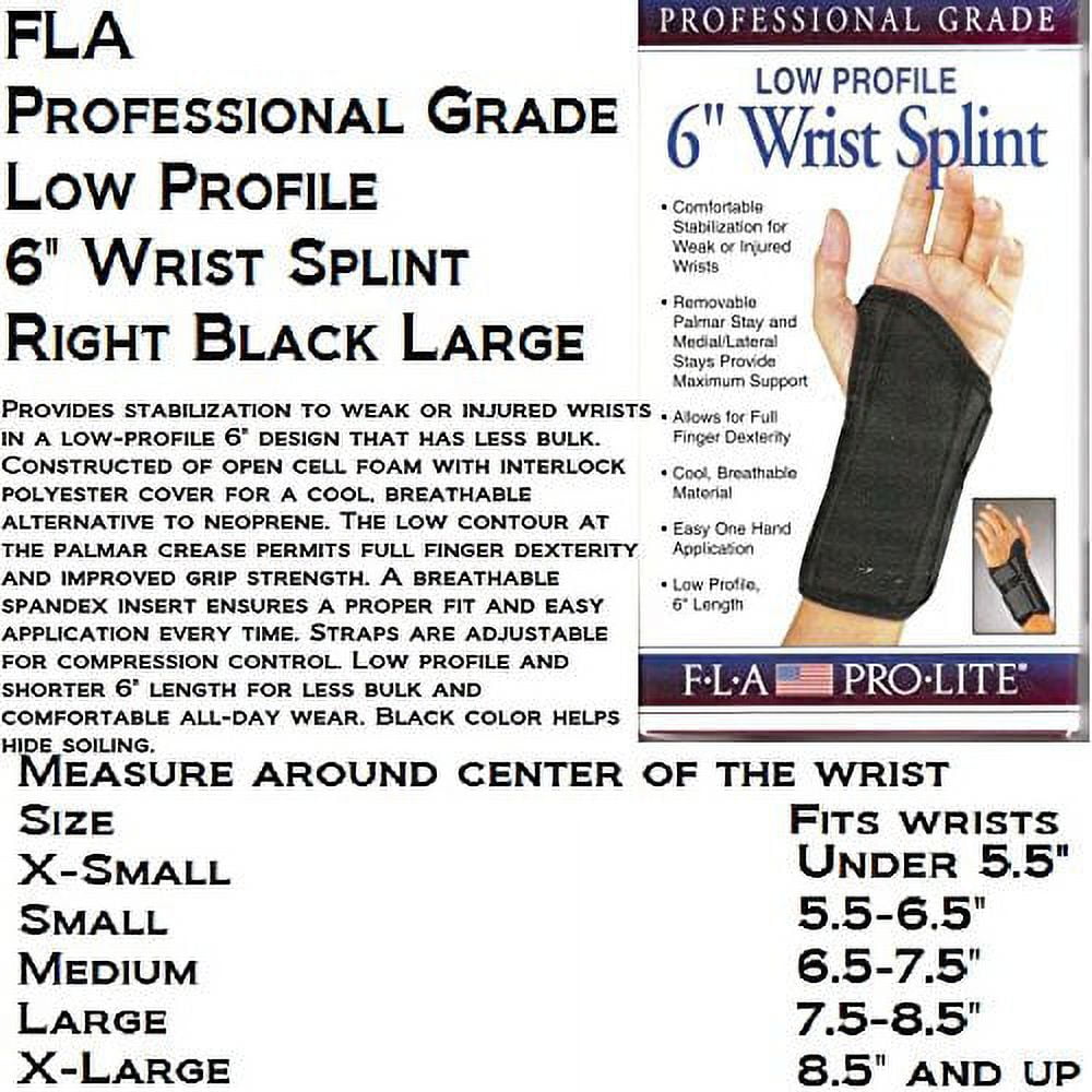Florida Orthopedics Prolite Low Profile Wrist Splint, Black, Right ...
