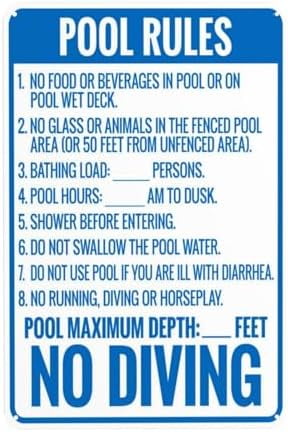 Florida Pool Rules No Diving Sign, Complies With State Of Florida Pool ...