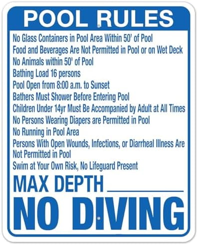 Florida Pool Rules Max Depth Sign,Complies With State Of Florida Pool ...