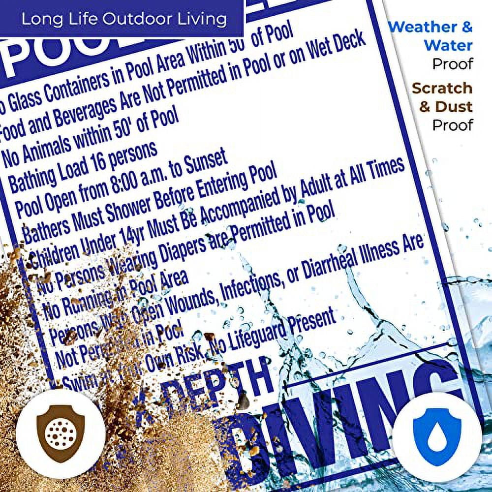 Florida Pool Rules Max Depth Sign, Complies With State Of Florida Pool ...