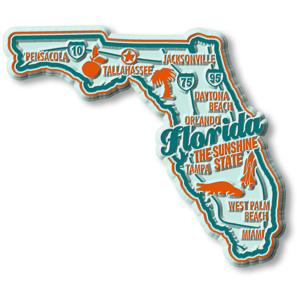Florida Premium State Magnet by Classic Magnets, 3.4" x 2.9" - Walmart.com