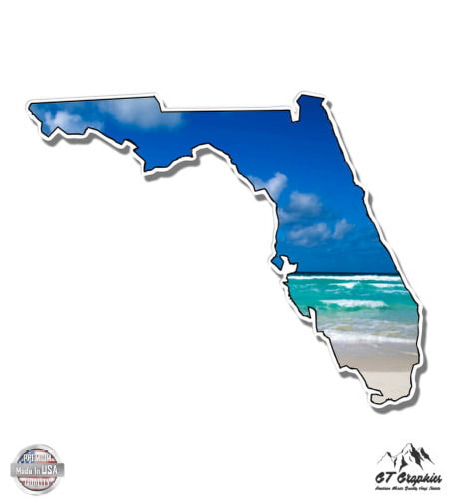 Florida Shape Beach - 5" Vinyl Sticker - For Car Laptop I-Pad ...