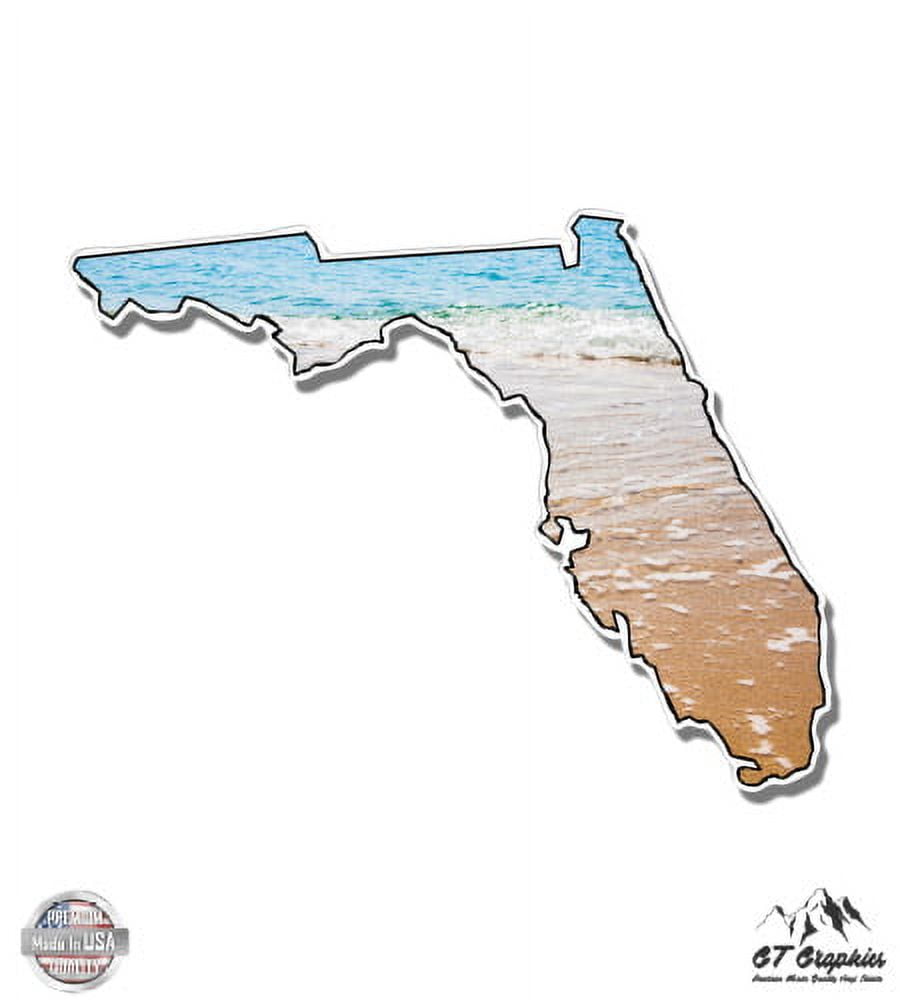 Florida Shape Beach Sand Waves - 12" Vinyl Sticker Waterproof Decal ...