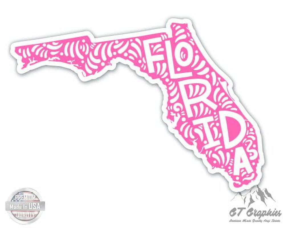 Florida Shape Cute Letters Native Local - 5" Vinyl Sticker - For Car ...